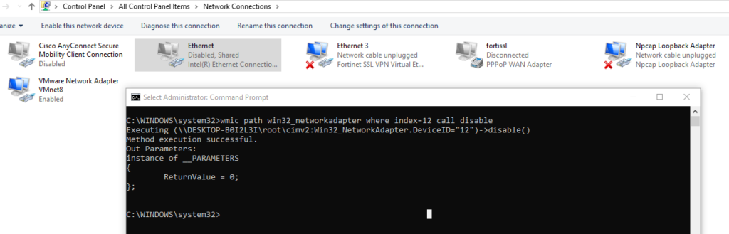 Enabledisable A Network Connection Using Wmic Netsh And Powershell Yeah Hub